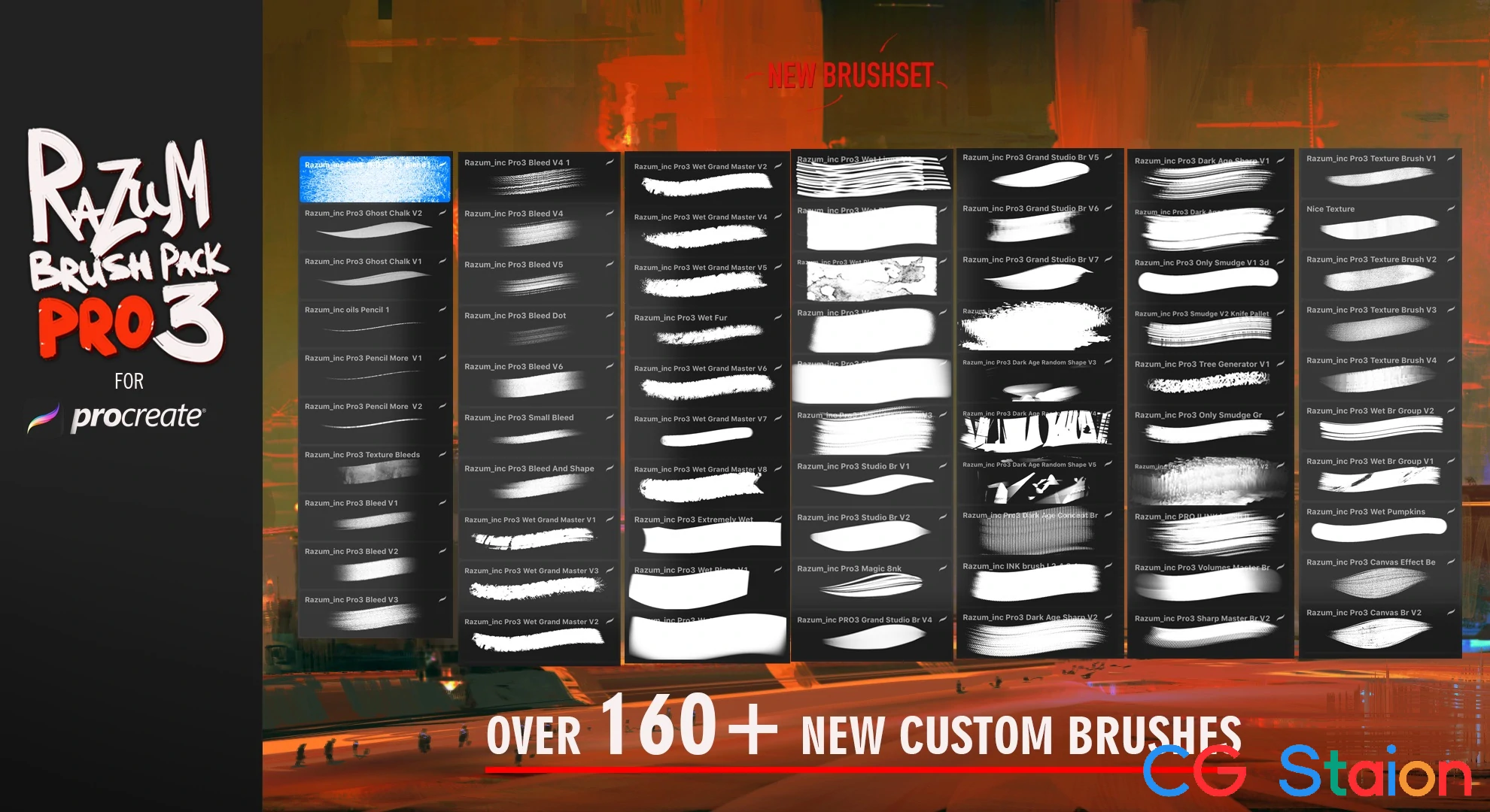 【2D画笔资产】【Razum Inc】Procreate 5 Brush Pack PRO 3 - CG Staion