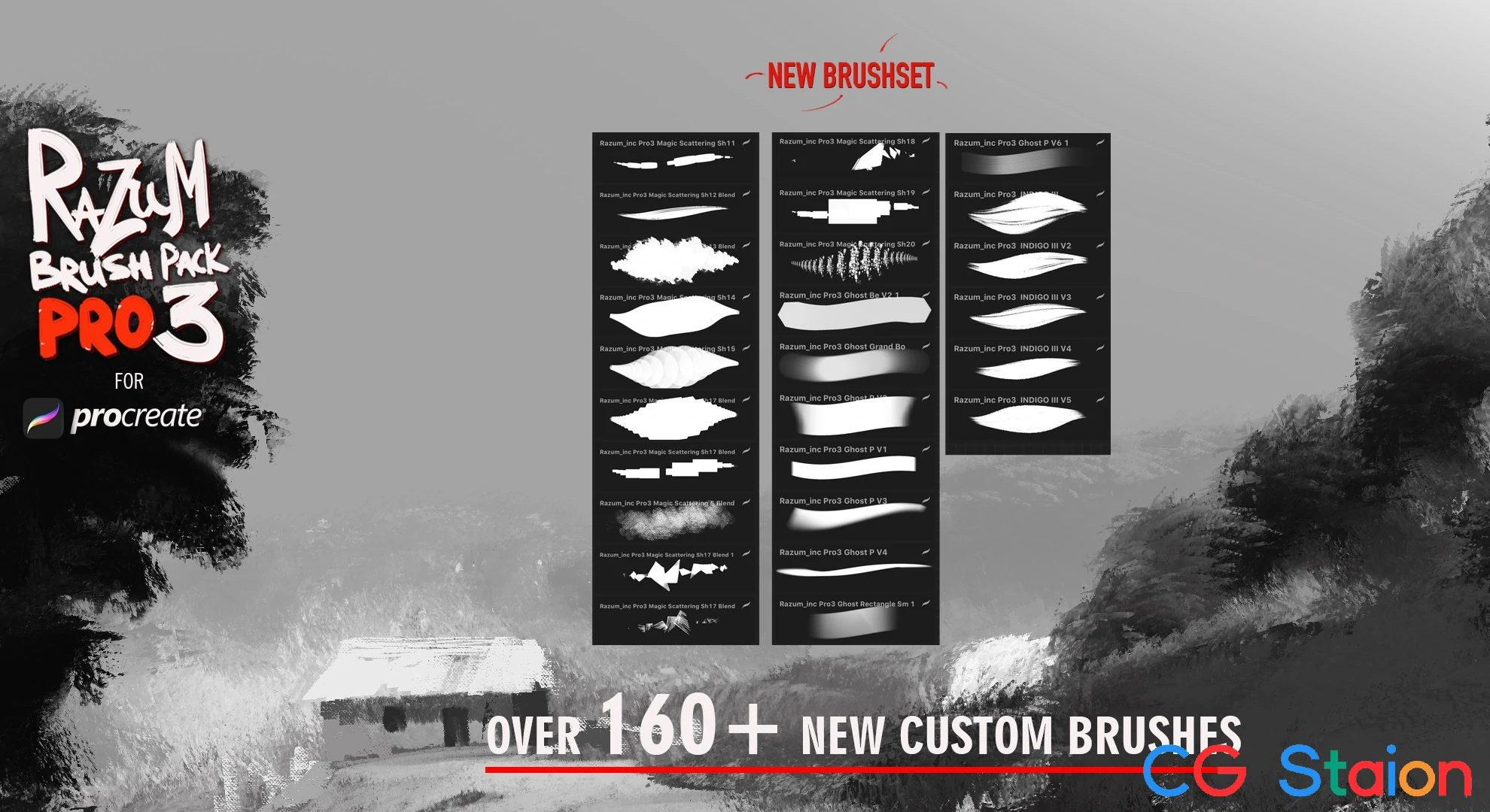 【2D画笔资产】【Razum Inc】Procreate 5 Brush Pack PRO 3 - CG Staion